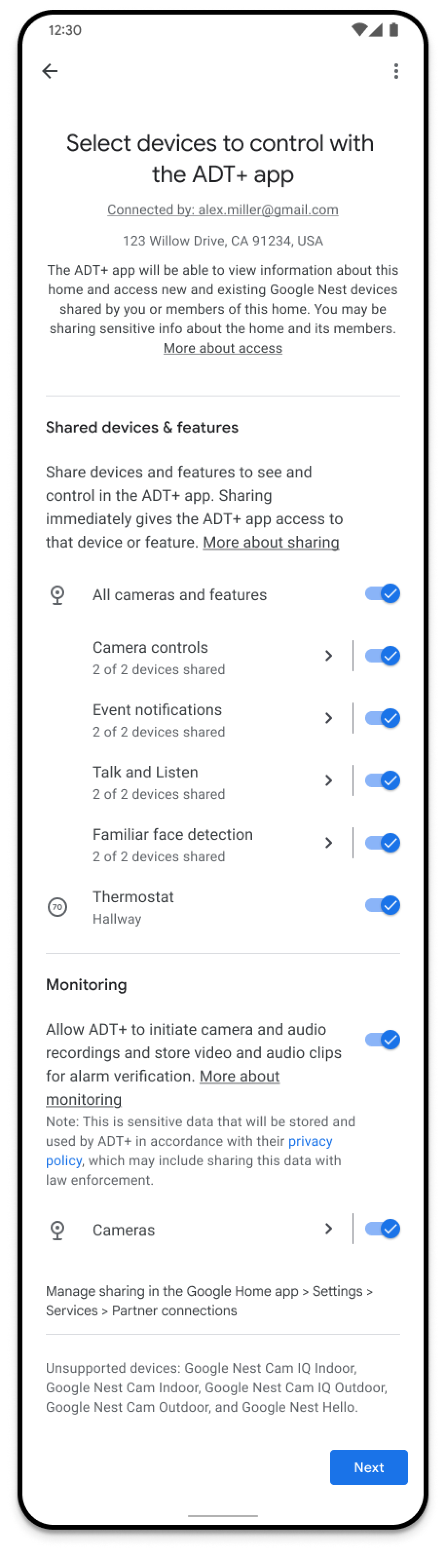 ADT Smart Home Security- Linking ADT and Google Accounts